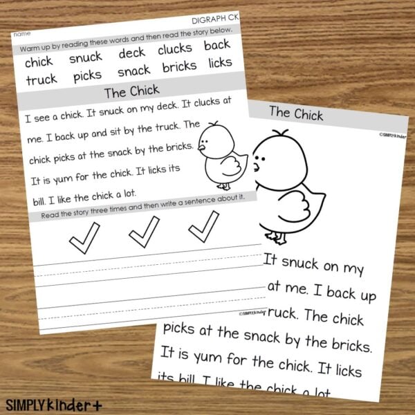Reading Fluency & Comprehension Passages: Digraph CK - Simply Kinder ...