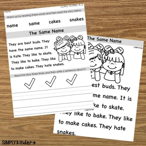 Reading Fluency & Comprehension Passages: Long A The Same Name - Simply ...