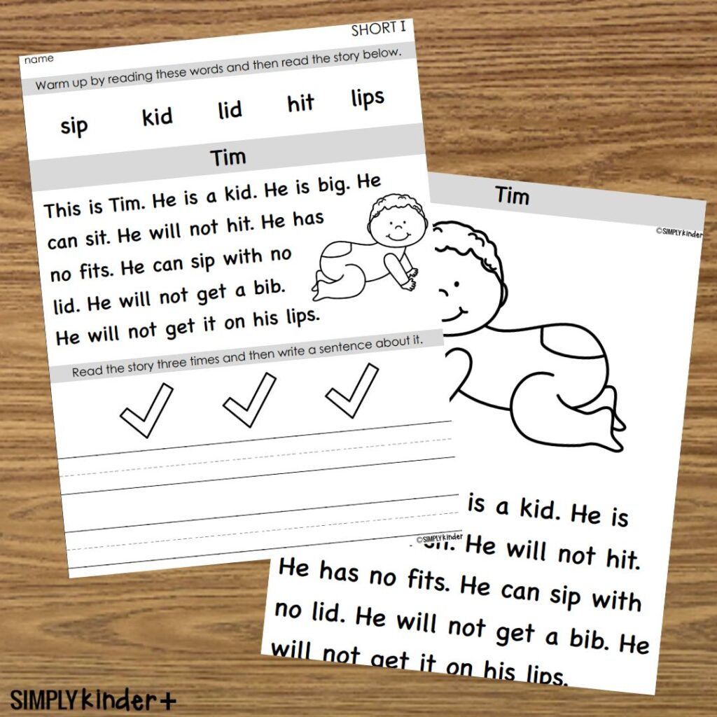 Reading Fluency & Comprehension Passages: Short I - Simply Kinder ...