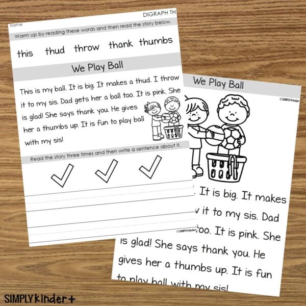 Reading Fluency & Comprehension Passages: Digraph TH - Simply Kinder ...