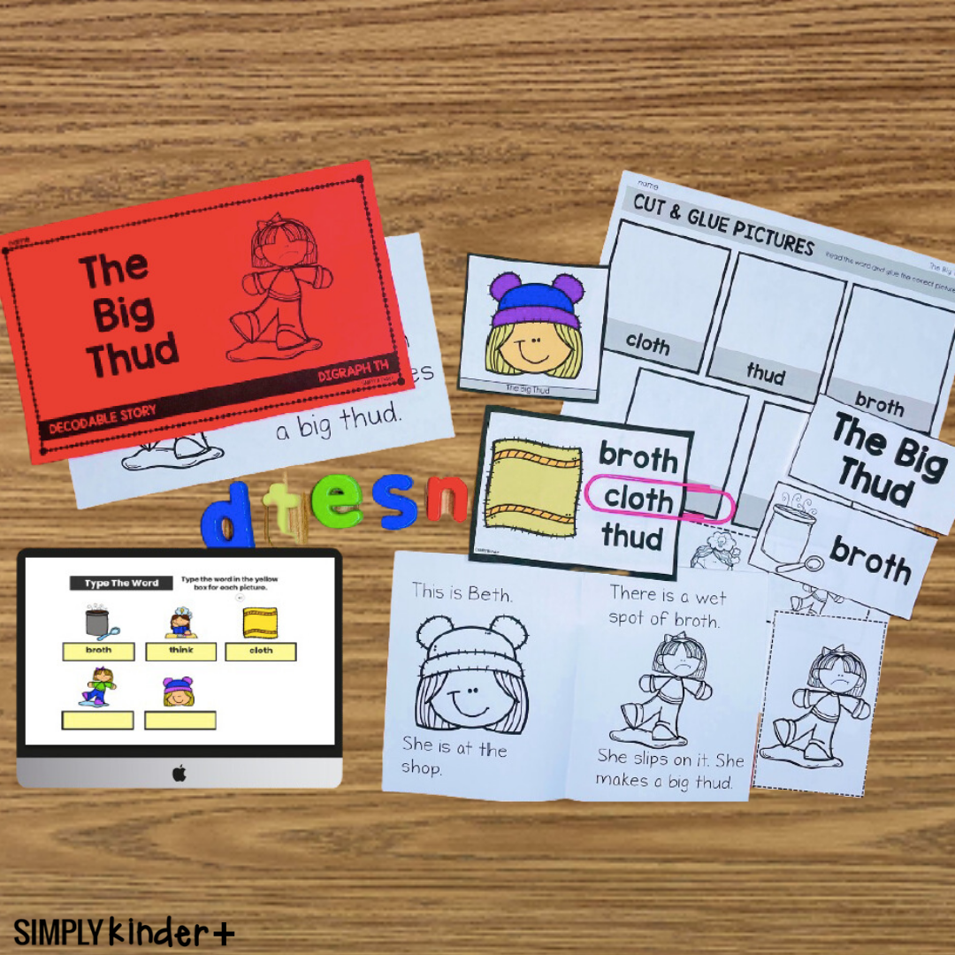 Decodable Reader with Word Work: Digraph Th - Simply Kinder + Printable ...