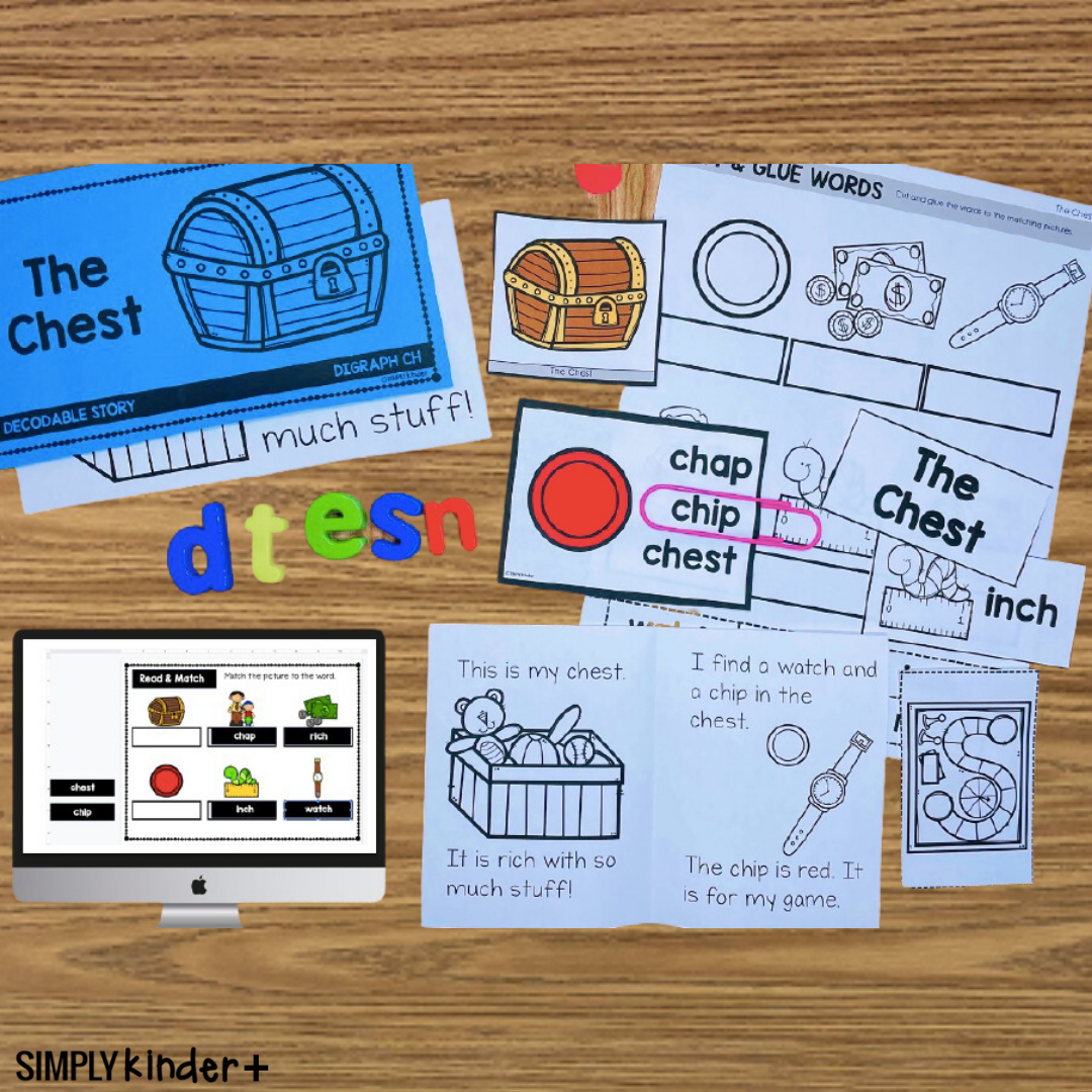 Decodable Reader with Word Work: Digraph Ch - Simply Kinder + Printable ...