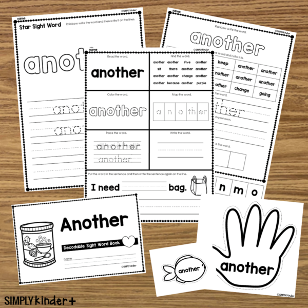 Another - Sight Word Activities - Simply Kinder + Printable Membership