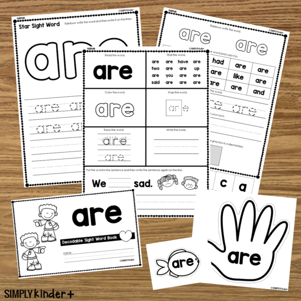 Are - Sight Word Activities - Simply Kinder + Printable Membership