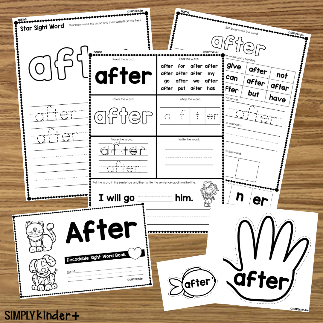 After - Sight Word Activities - Simply Kinder + Printable Membership