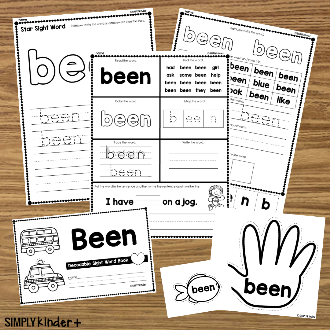 Been - Sight Word Activities - Simply Kinder + Printable Membership