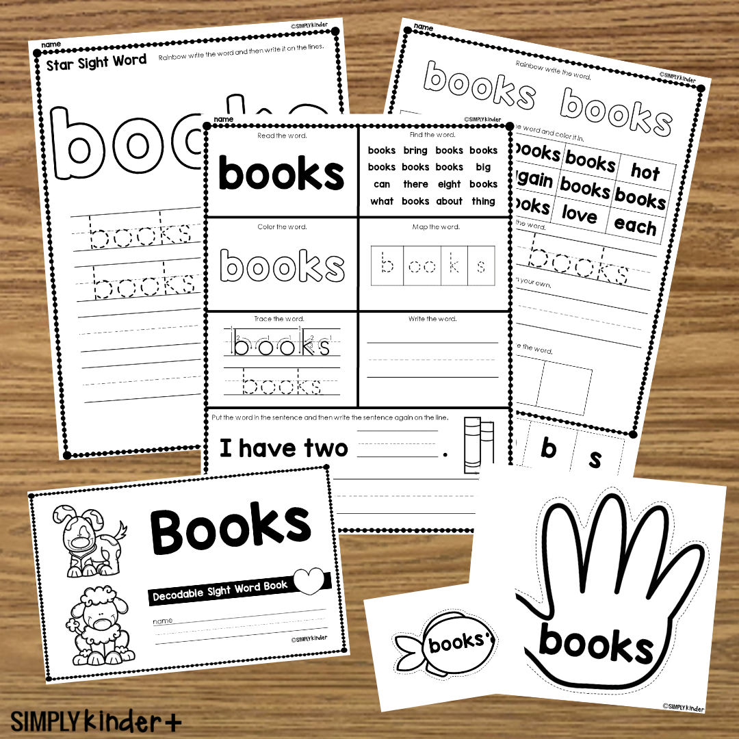 Books - Sight Word Activities - Simply Kinder + Printable Membership