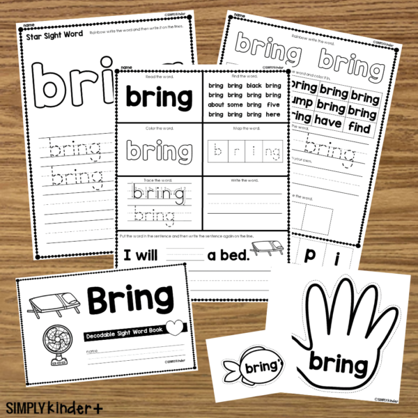 Bring - Sight Word Activities - Simply Kinder + Printable Membership