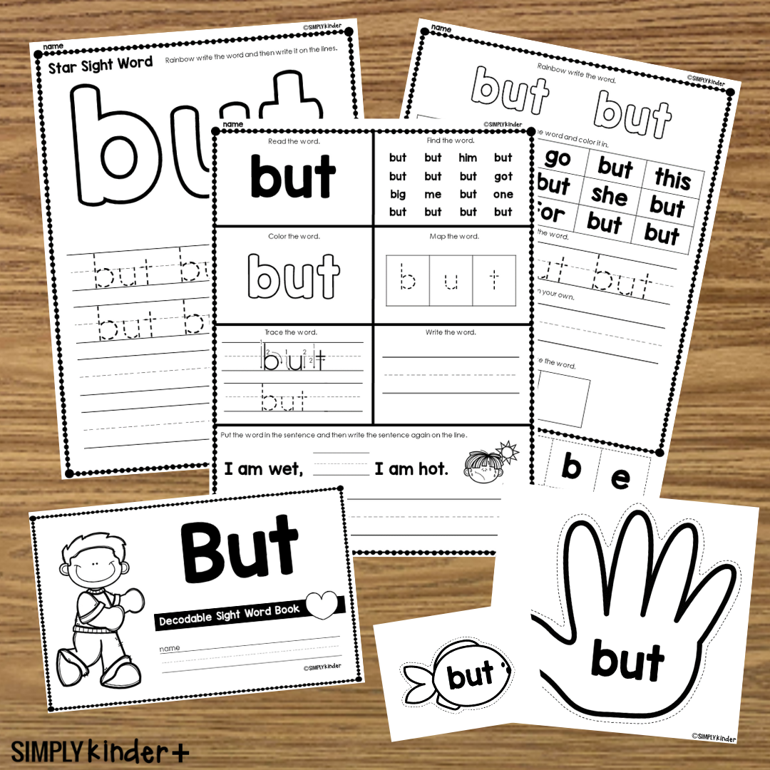 But - Sight Word Activities - Simply Kinder + Printable Membership