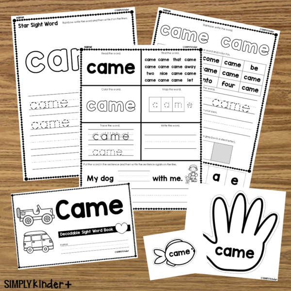 Came - Sight Word Activities - Simply Kinder + Printable Membership