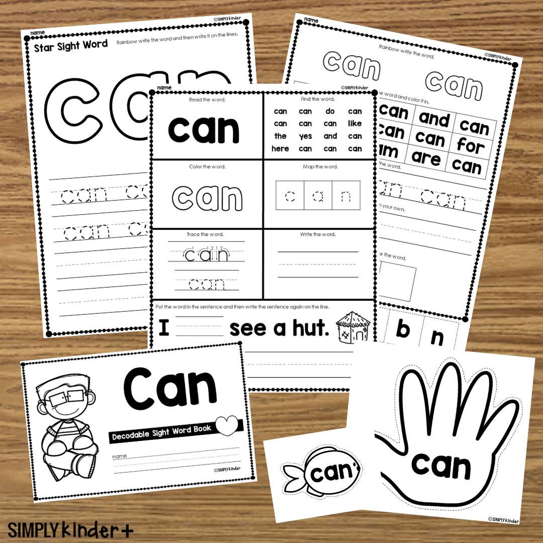 Can - Sight Word Activities - Simply Kinder + Printable Membership