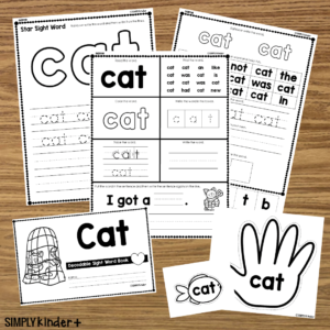 Cat - Sight Word Activities - Simply Kinder + Printable Membership