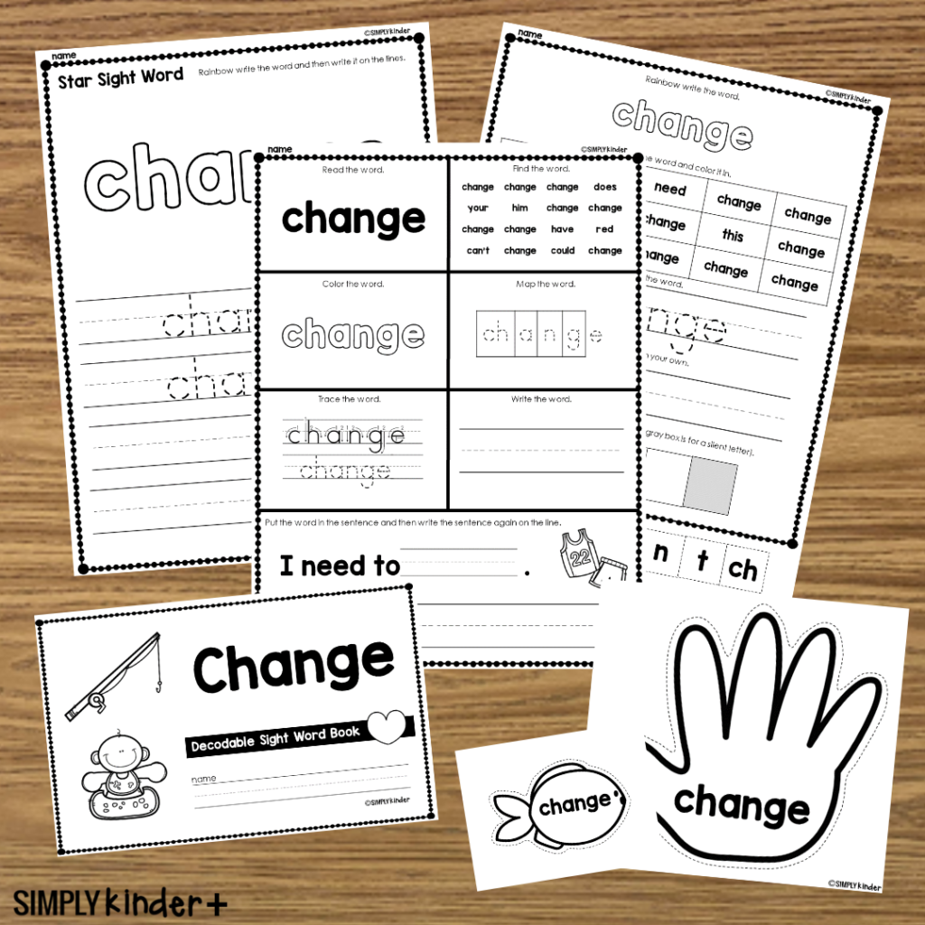 Change - Sight Word Activities - Simply Kinder + Printable Membership