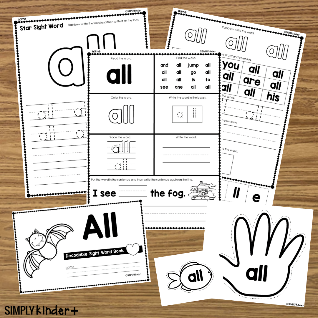 All - Sight Word Activities - Simply Kinder + Printable Membership