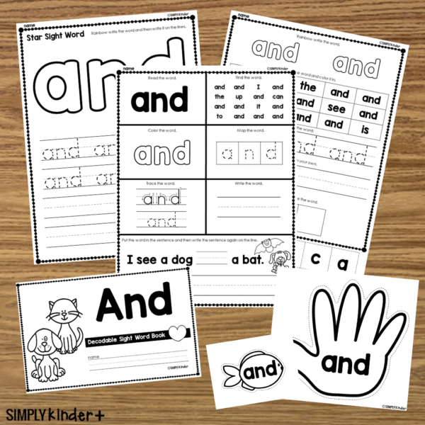 And - Sight Word Activities - Simply Kinder + Printable Membership