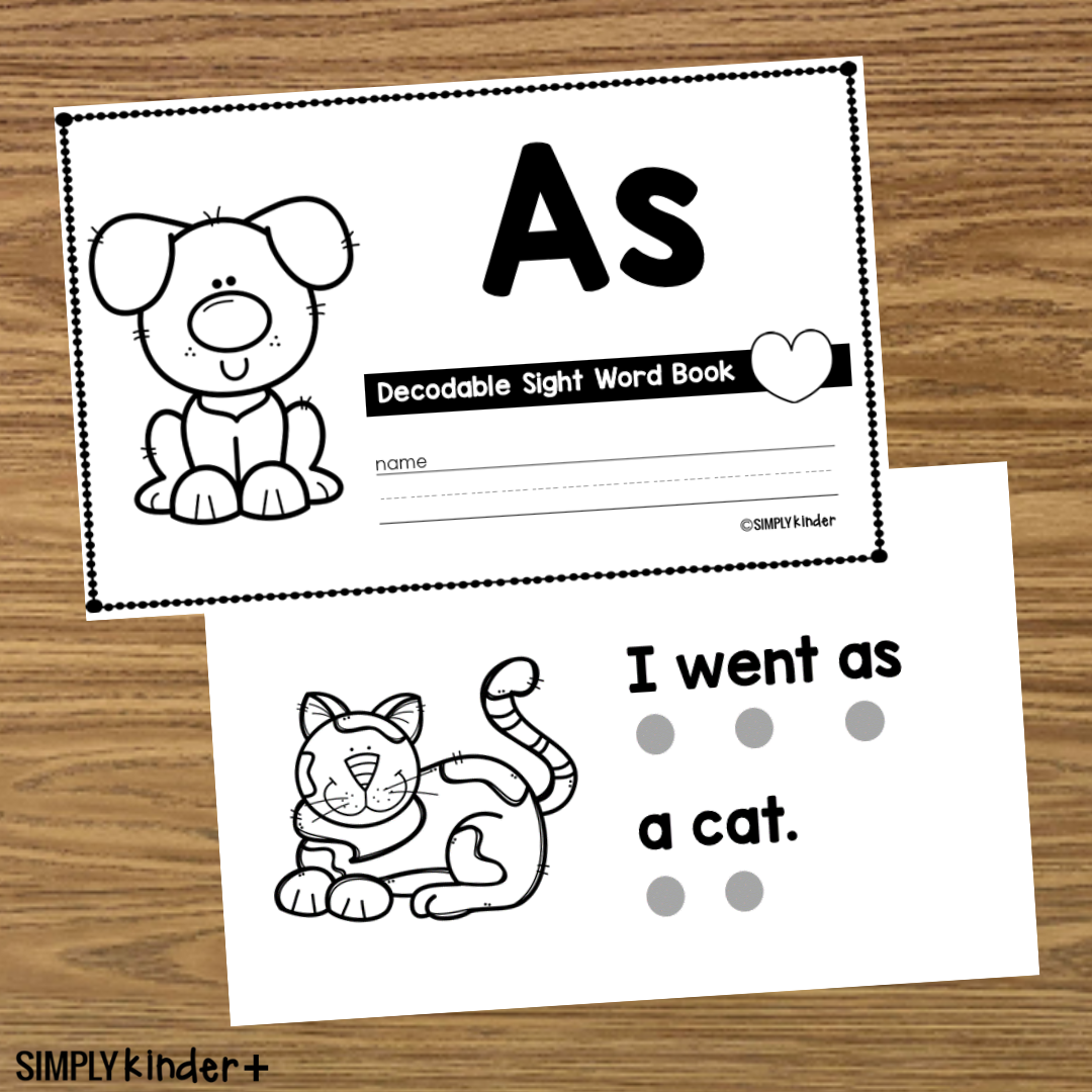 As- Sight Word Book Activities - Simply Kinder + Printable Membership