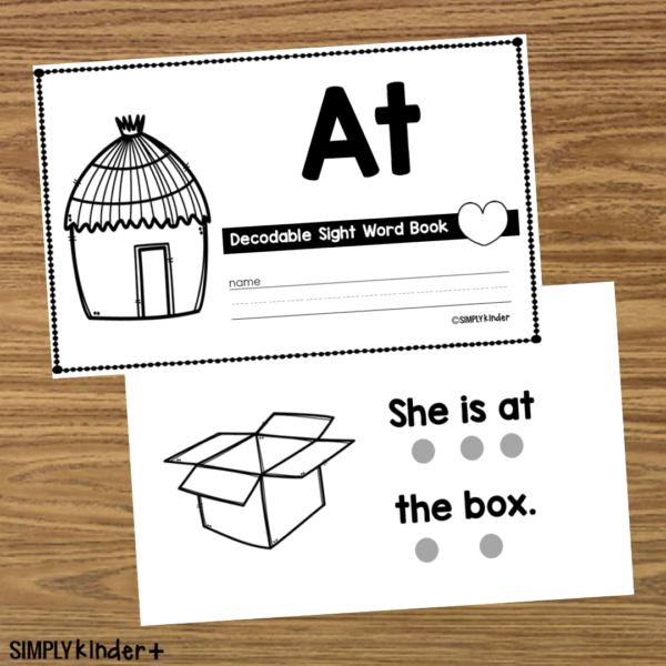 At - Sight Word Book Activities - Simply Kinder + Printable Membership