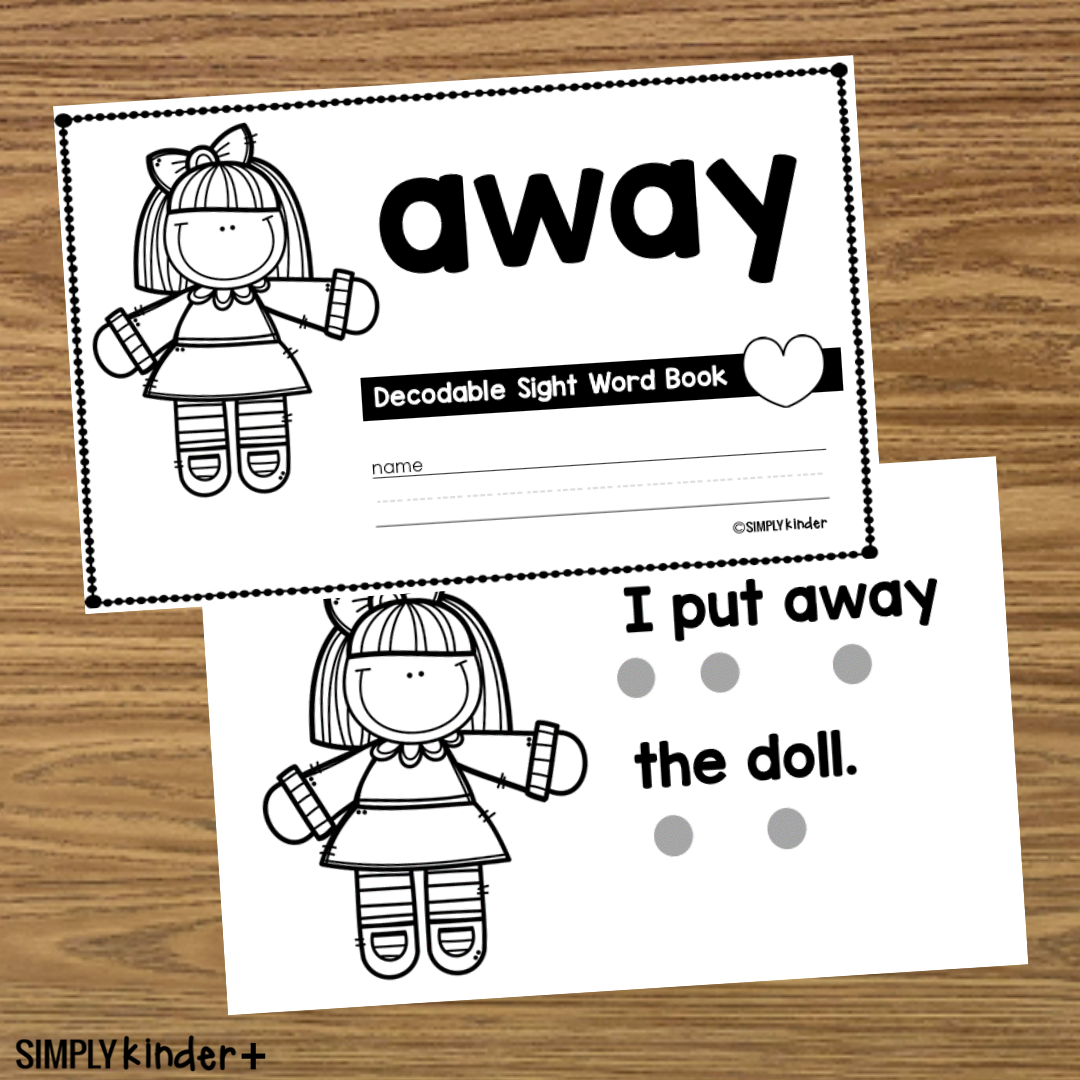 Away - Sight Word Book Activities - Simply Kinder + Printable Membership