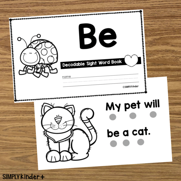 Be - Sight Word Book Activities - Simply Kinder + Printable Membership