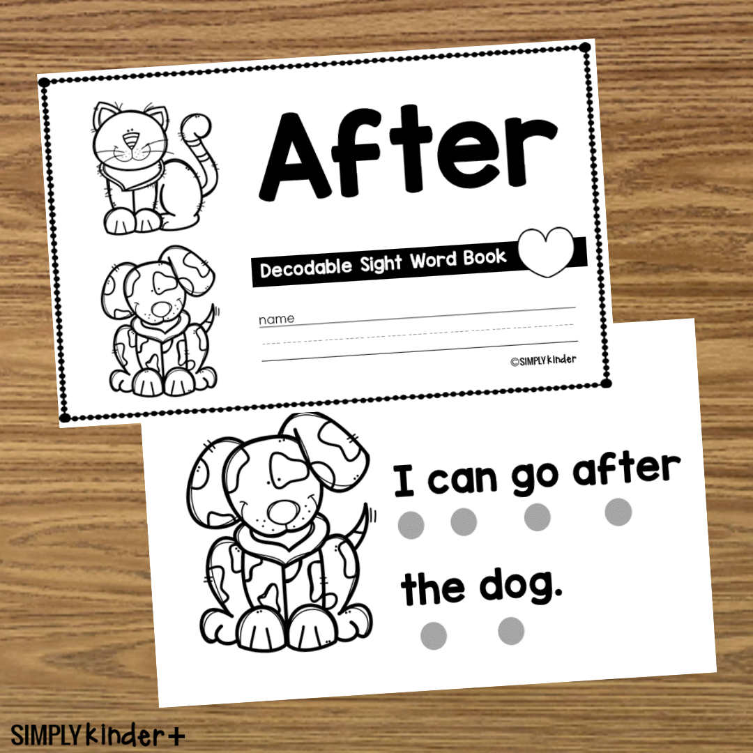 After - Sight Word Book Activities - Simply Kinder + Printable Membership