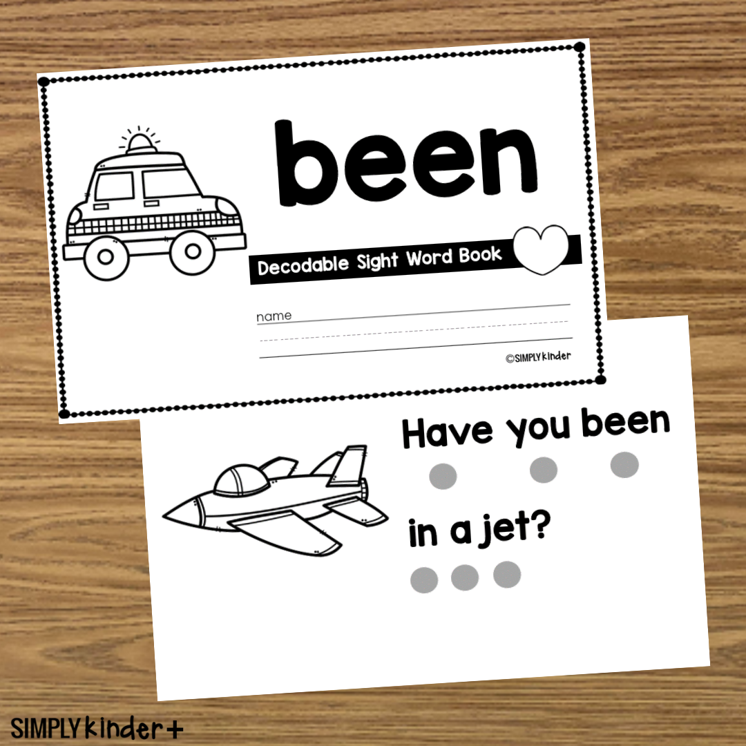 Been - Sight Word Book Activities - Simply Kinder + Printable Membership