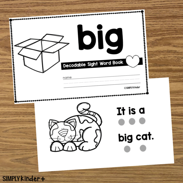 Big - Sight Word Book Activities - Simply Kinder + Printable Membership