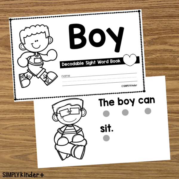 Boy - Sight Word Book Activities - Simply Kinder + Printable Membership
