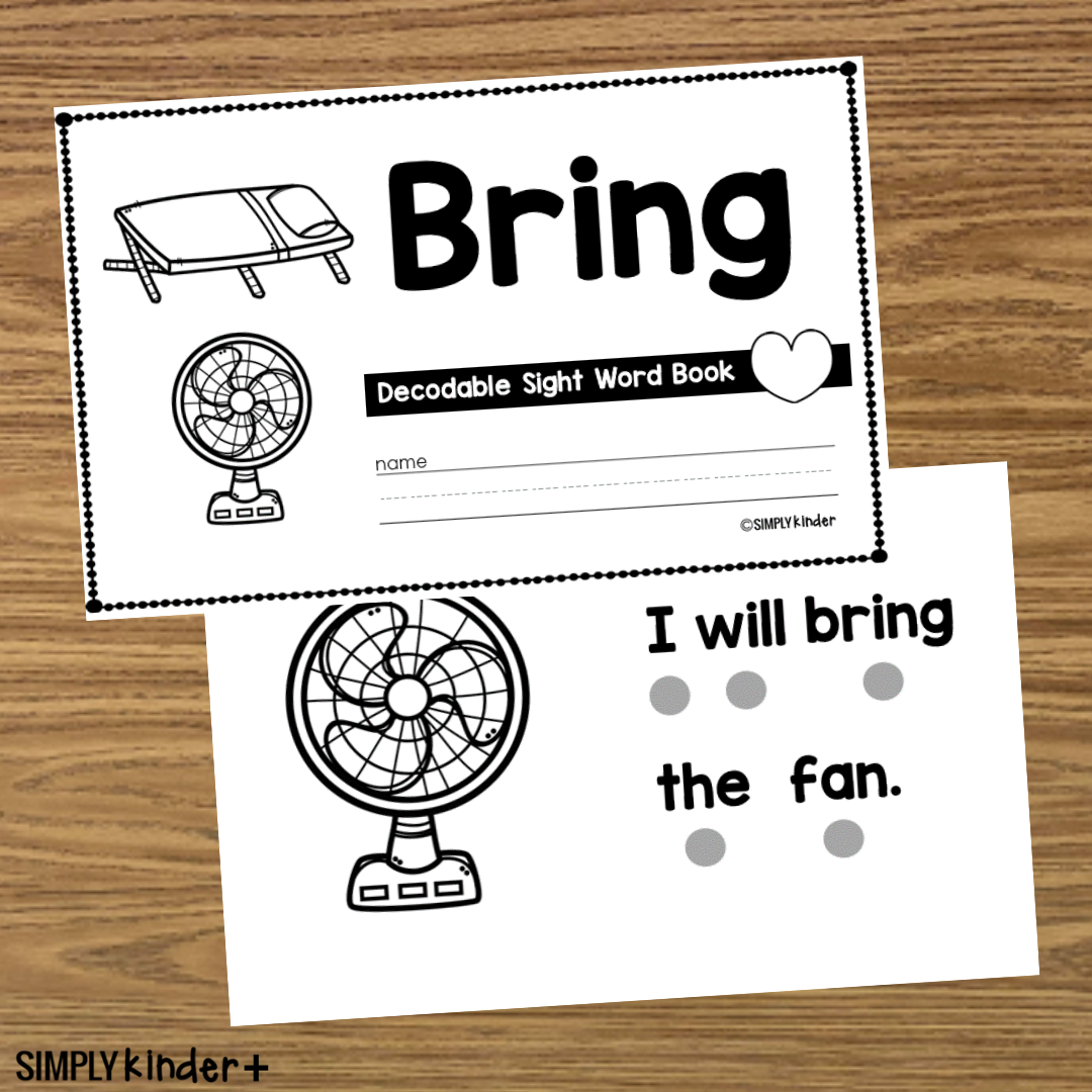 Bring - Sight Word Book Activities - Simply Kinder + Printable Membership