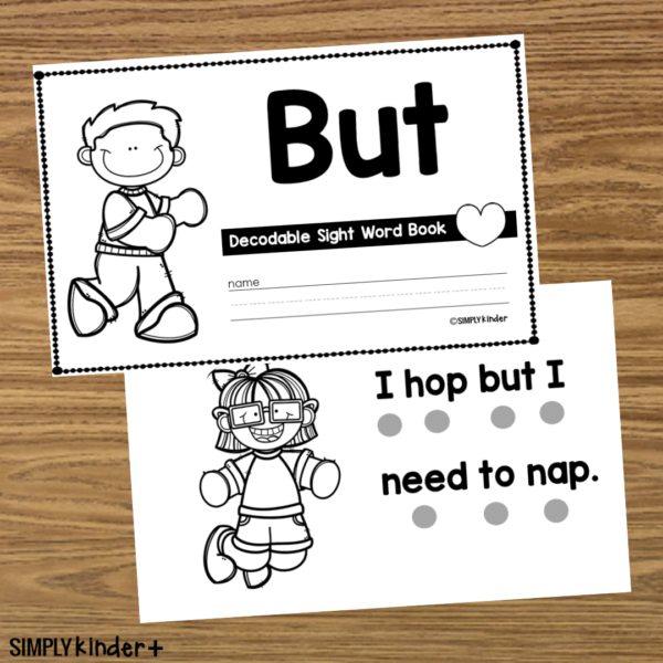 But - Sight Word Book Activities - Simply Kinder + Printable Membership