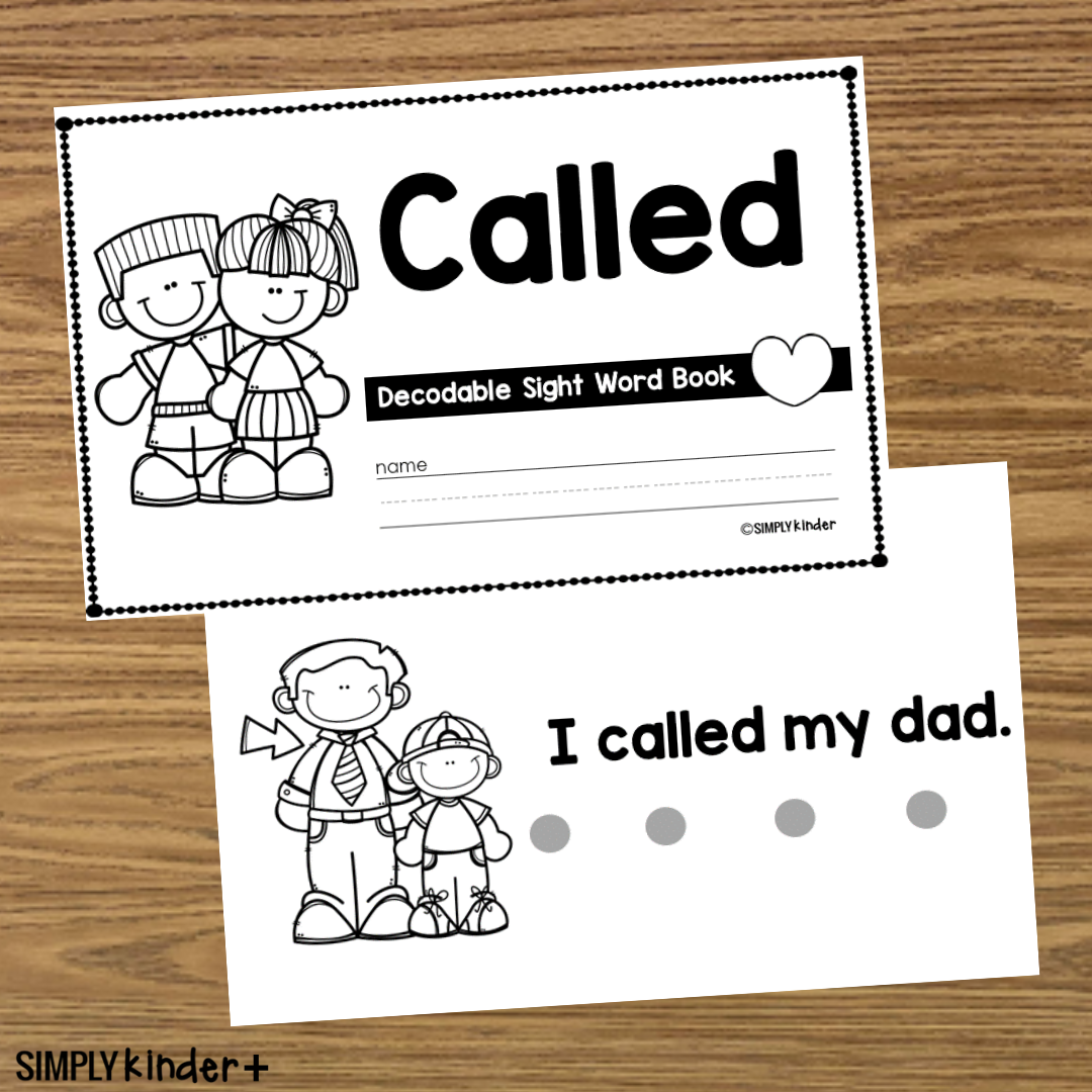 Called - Sight Word Book Activities - Simply Kinder + Printable Membership