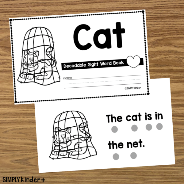 Cat - Sight Word Book Activities - Simply Kinder + Printable Membership