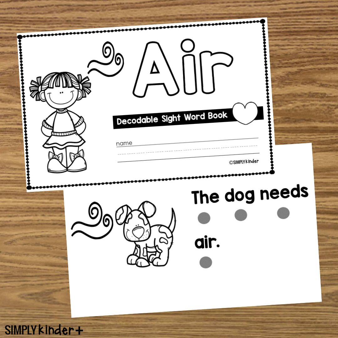 Air - Sight Word Book Activities - Simply Kinder Plus