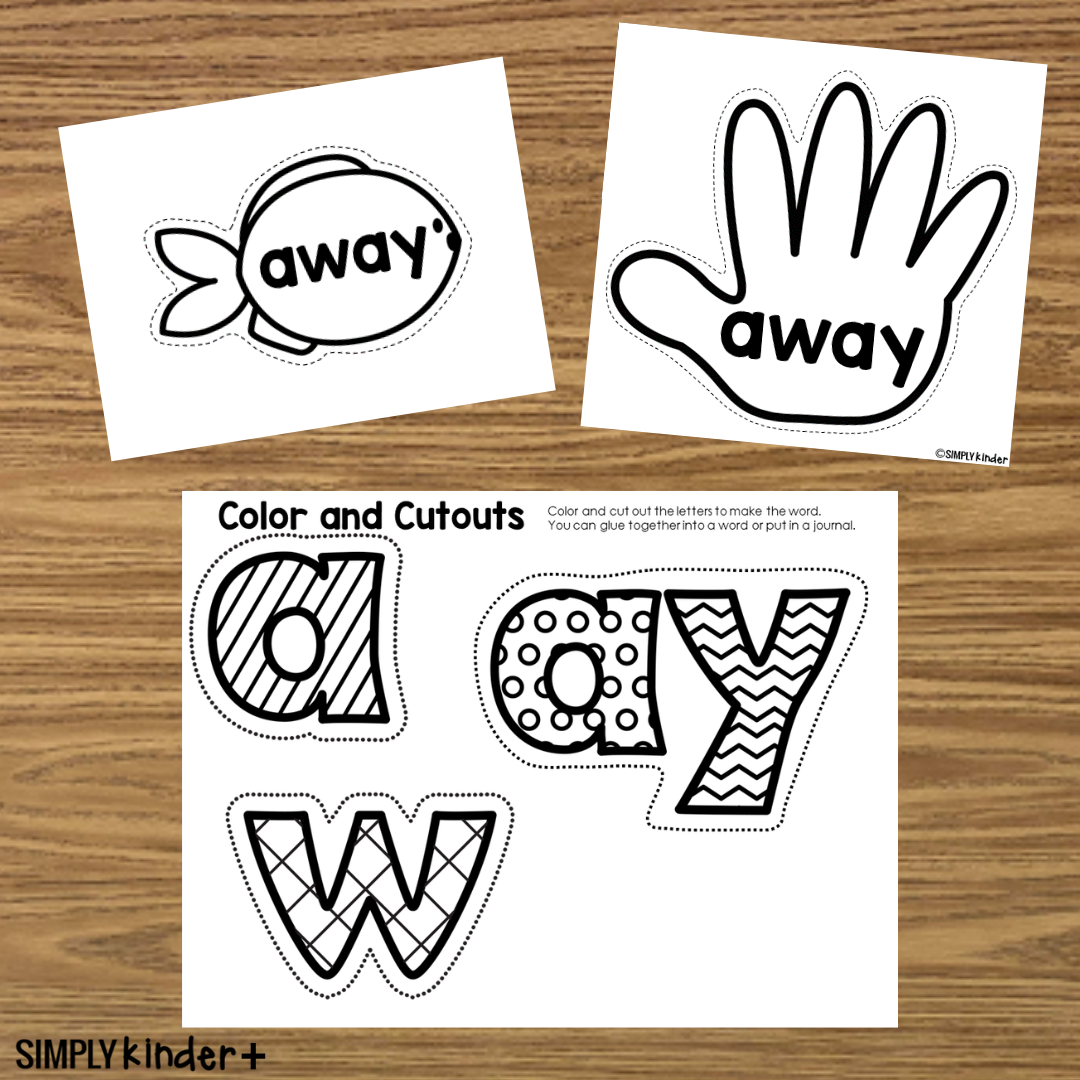 Away - Sight Word Craft Activities - Simply Kinder + Printable Membership