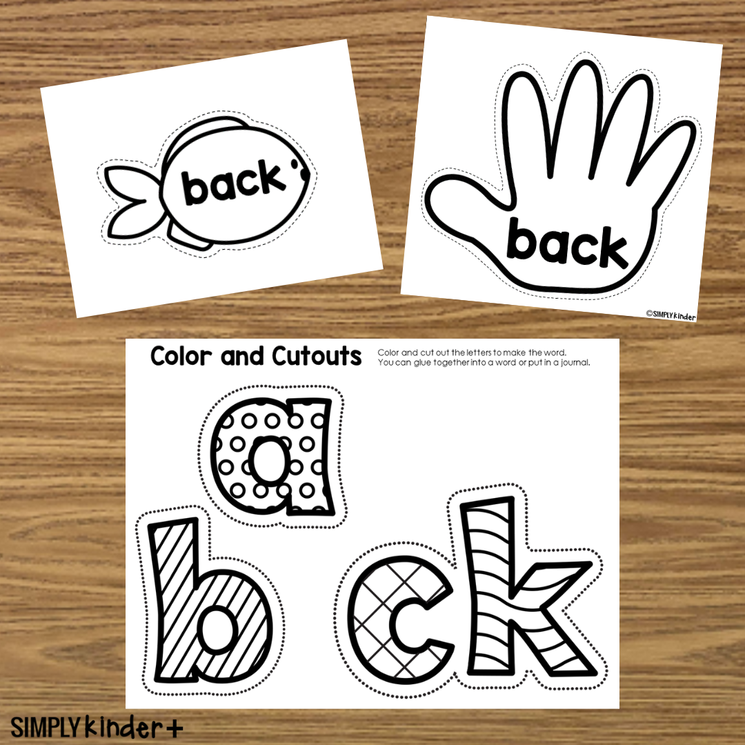 Back - Sight Word Craft Activities - Simply Kinder + Printable Membership