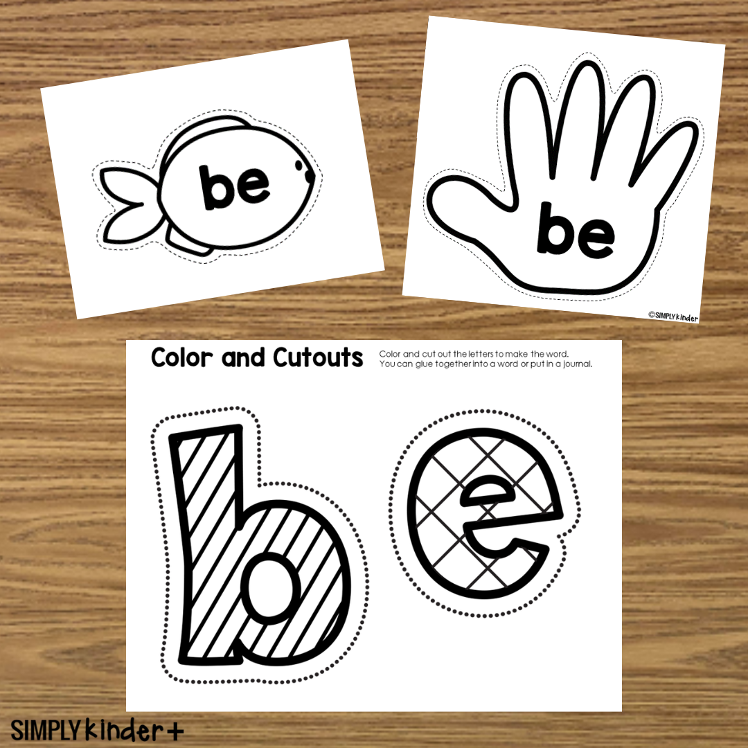 Be - Sight Word Craft Activities - Simply Kinder + Printable Membership