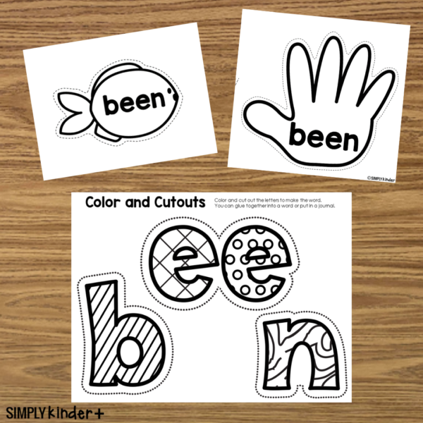 Been - Sight Word Craft Activities - Simply Kinder + Printable Membership