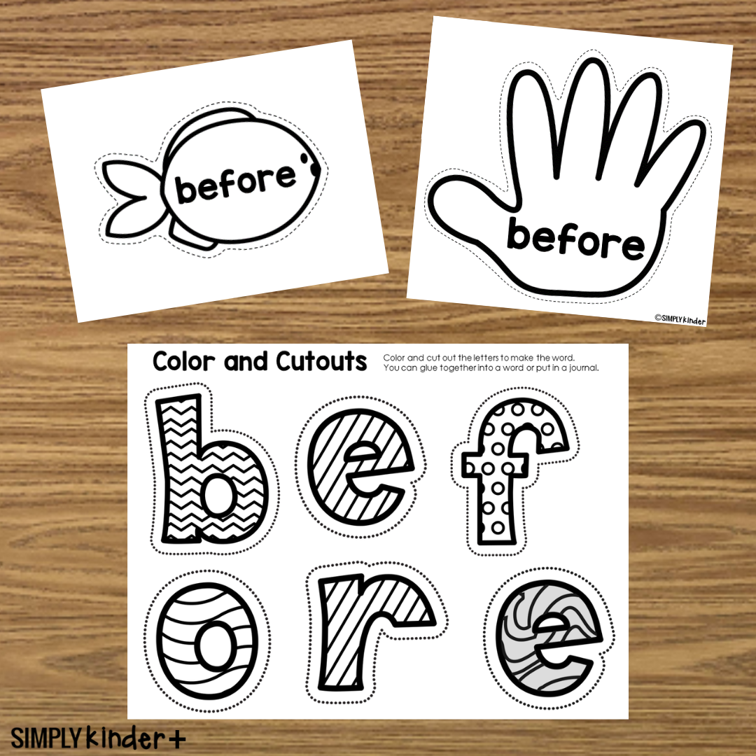 Before - Sight Word Craft Activities - Simply Kinder + Printable Membership