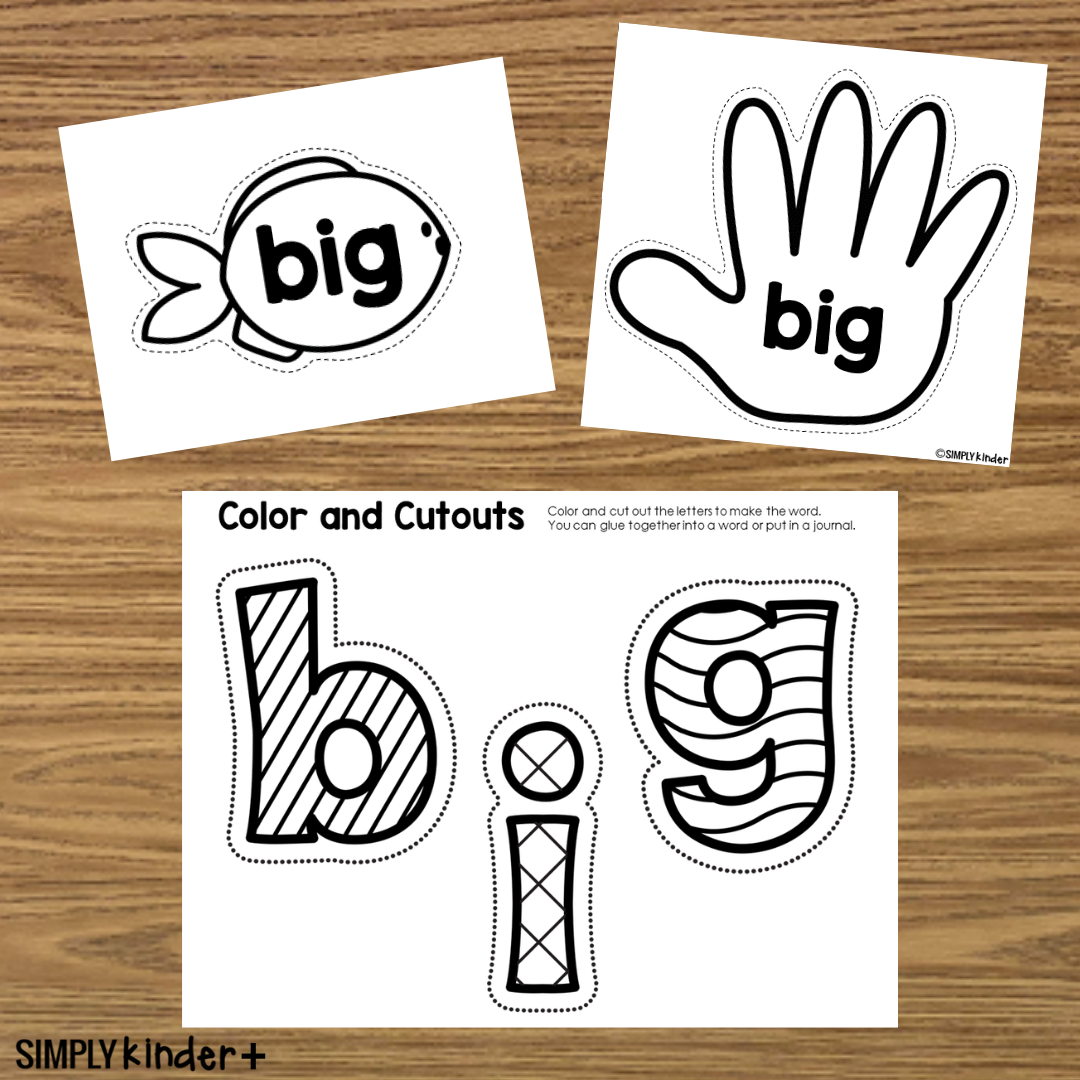 Big - Sight Word Craft Activities - Simply Kinder + Printable Membership