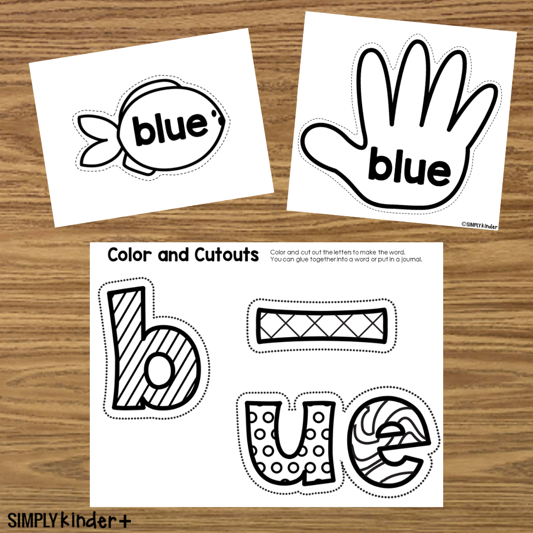 Blue - Sight Word Craft Activities - Simply Kinder + Printable Membership