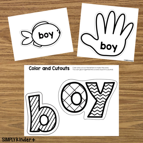 Boy - Sight Word Craft Activities - Simply Kinder + Printable Membership
