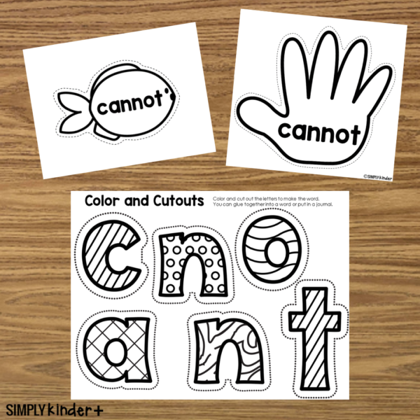 Cannot - Sight Word Craft Activities - Simply Kinder + Printable Membership