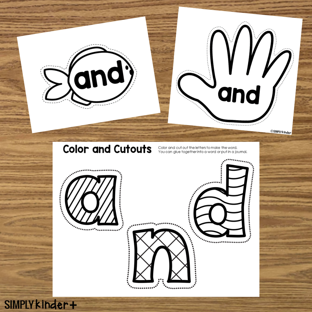 And - Sight Word Craft Activities - Simply Kinder + Printable Membership