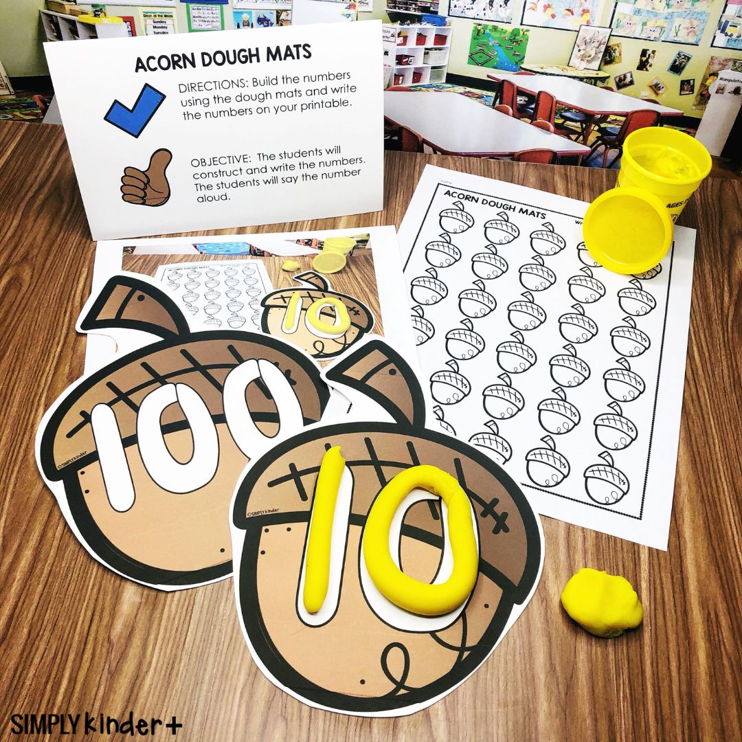 Acorn Number Dough Mats: Math Center, First Quarter - Simply Kinder ...