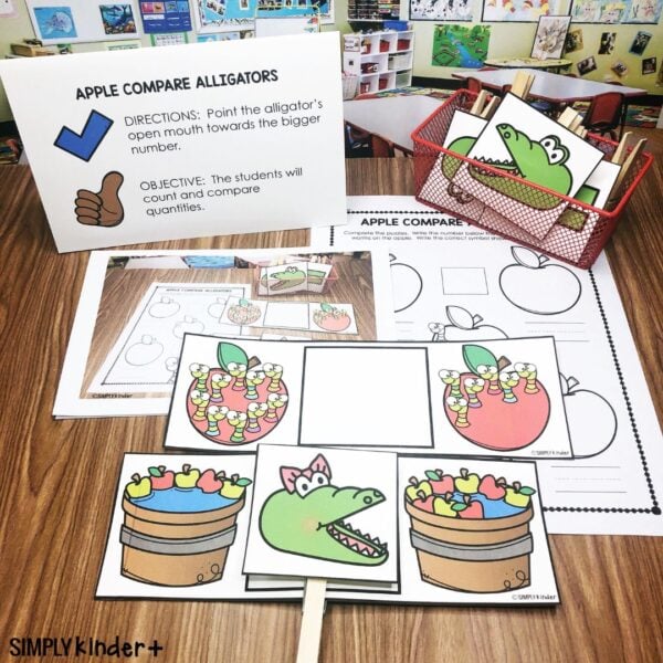 Apple Compare Alligators: Math Center, First Quarter - Simply Kinder ...