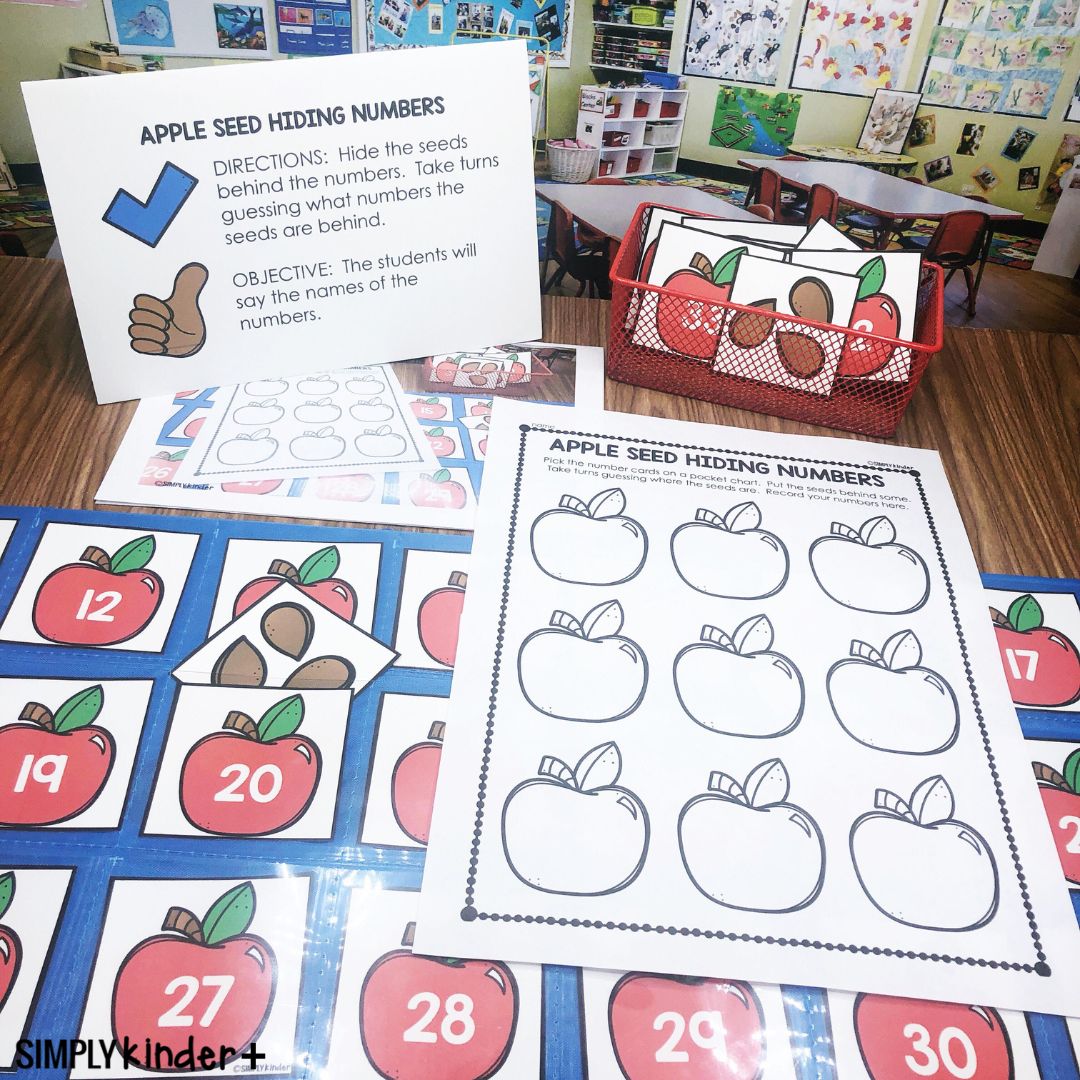 Apple Seed Counting: Math Center, First Quarter - Simply Kinder ...