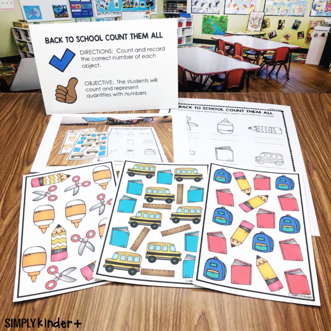 Back To School Count Them All: Math Center, First Quarter - Simply ...