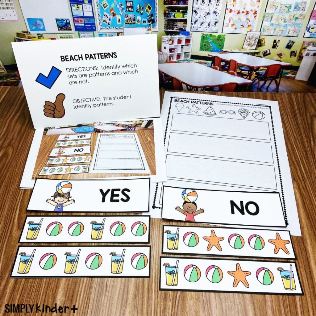 Beach Patterns: Math Center, Fourth Quarter - Simply Kinder + Printable ...