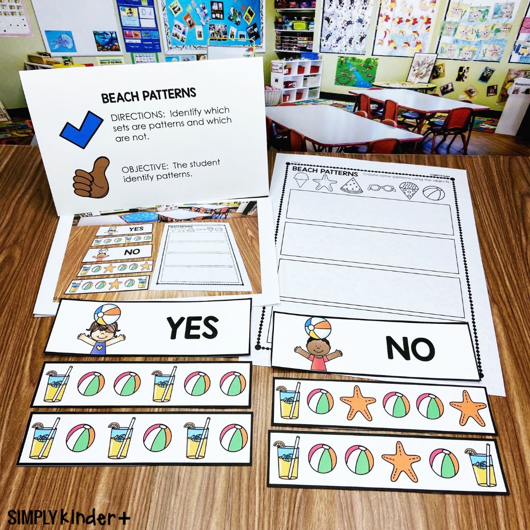 Beach Patterns: Math Center, Fourth Quarter - Simply Kinder + Printable ...