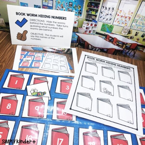 Book Worm Hiding Numbers: Math Center, First Quarter - Simply Kinder ...