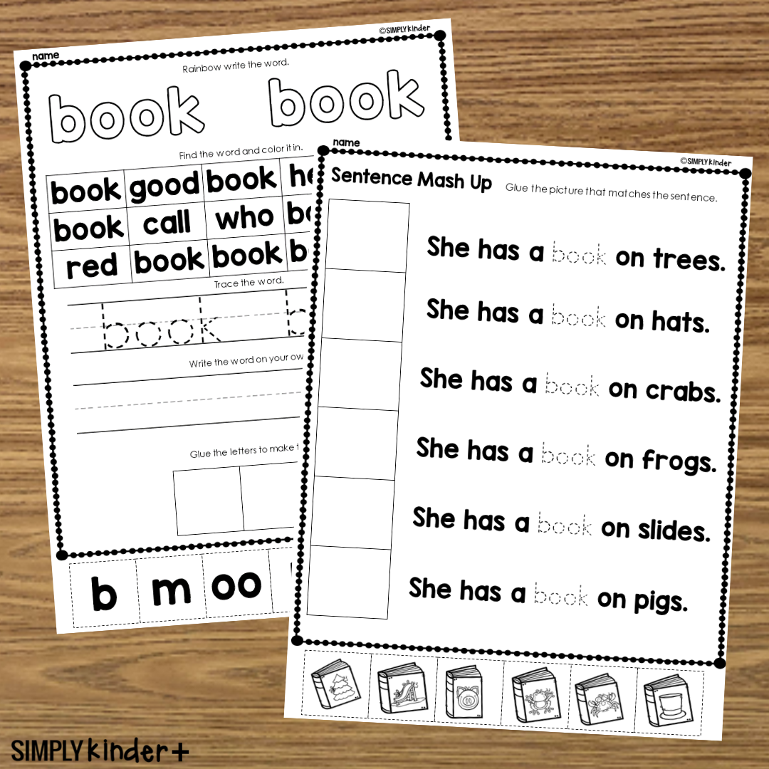 Book - Sight Word Cut & Glue Activities - Simply Kinder Plus